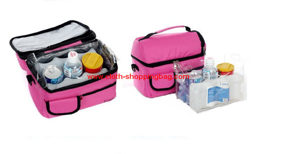 Durable polyester fiber travel cooler bag , red lunch bag 4200ML