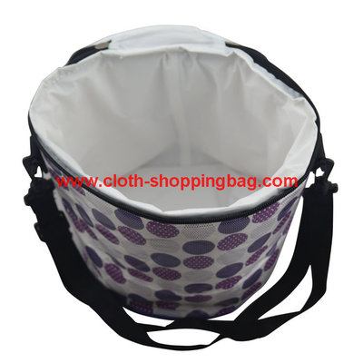 Cylindrical travel cooler bag with cute pattern for keeping sandwich