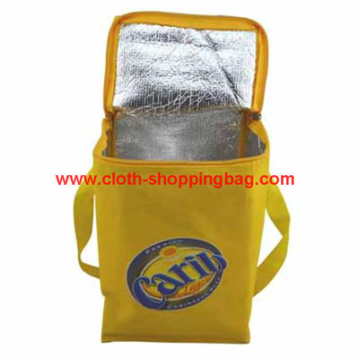 Yellow large built lunch bag for travel office , insulated cooler bag