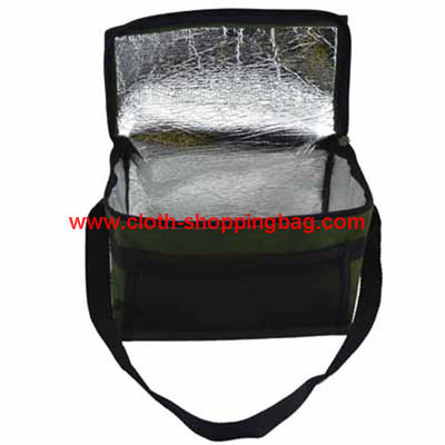 Dark green durable travel can cooler bag  with mesh pocket outside