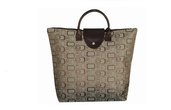 Brown 1680D 600D oxford foldable shopping bags with logo printed
