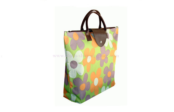 Personalized reuseable foldable shopping bags with zipper and handle