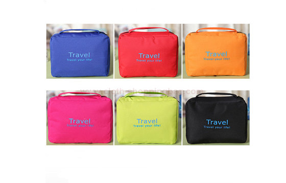 Promotional polyester travel storage bag with Self-fabric handle strap for easy carrying