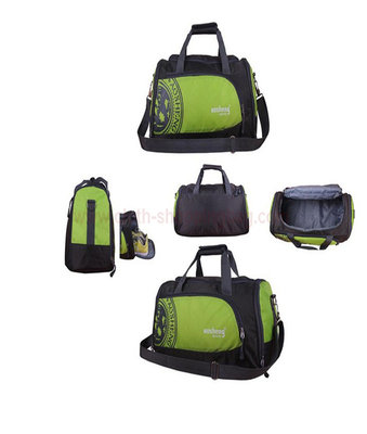 Logo - printing blue nylon shoulder bag for business travel middle size