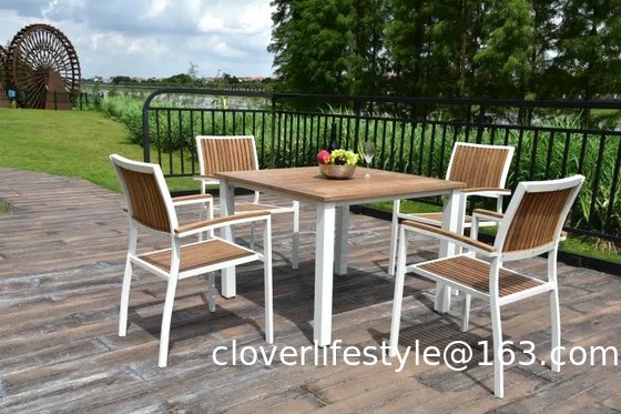 Powder Coating Aluminum Dining Table Teak wood  for Hotel, Garden and Beach by Clover Lifestyle China Outdoor Furniture