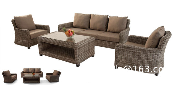 Round rattan coffee table with glass or polywood for Hotel, Garden and Beach by Clover Lifestyle China Outdoor Furniture