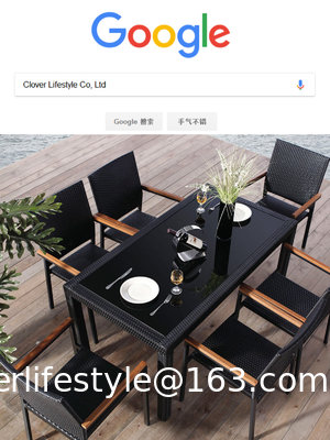 Wicker chair with aluminum frame and teak wood or poly wood arm  By Clover Lifestyle