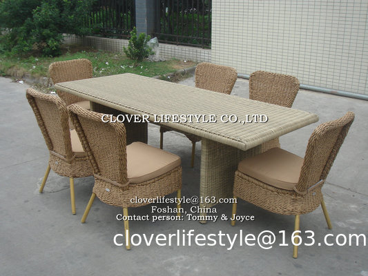 6 +1 wicker dining chair with aluminum frame  for Home. Hotel, Garden and Beach by Clover Lifestyle Outdoor Furniture