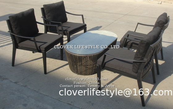 4 +1rope round coffee table  with aluminum frame for Home. Hotel, Garden and Beach by Clover Lifestyle Outdoor Furniture