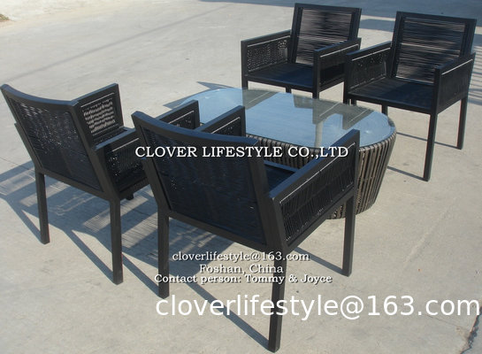 4 +1rope round coffee table  with aluminum frame for Home. Hotel, Garden and Beach by Clover Lifestyle Outdoor Furniture