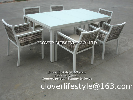 6 +1 rope weaving dining set with aluminum frame for Home. Hotel, Garden and Beach by Clover Lifestyle Outdoor Furniture