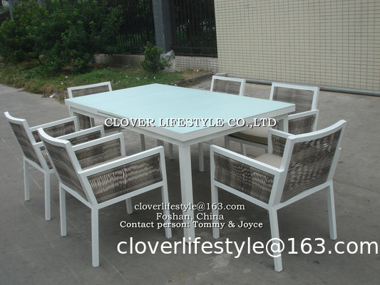 6 +1 rope weaving dining set with aluminum frame for Home. Hotel, Garden and Beach by Clover Lifestyle Outdoor Furniture