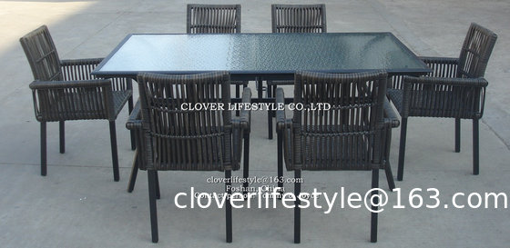 Glass dining table with aluminum frame for Home. Hotel, Garden and Beach by Clover Lifestyle Outdoor Furniture