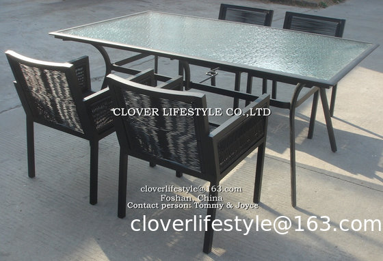 Glass dining table with aluminum frame for Home. Hotel, Garden and Beach by Clover Lifestyle Outdoor Furniture