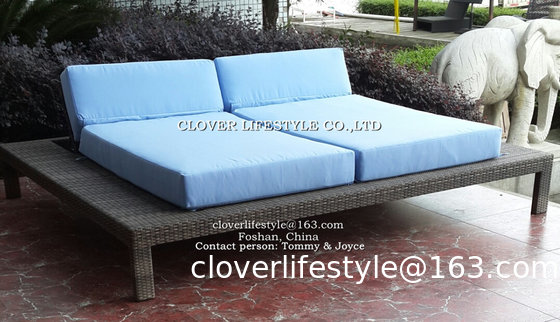 CK0371L Flat wicker double SUN BED for Hotel, Garden and Beach by Clover Lifestyle Outdoor Furniture China