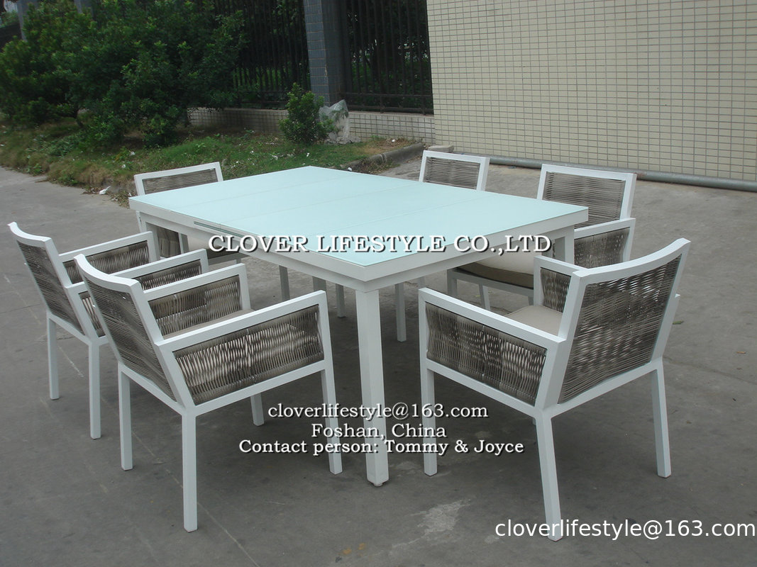 6 +1 rope weaving dining set with aluminum frame for Home. Hotel, Garden and Beach by Clover Lifestyle Outdoor Furniture