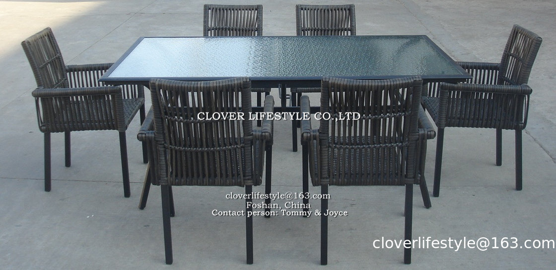 Glass dining table with aluminum frame for Home. Hotel, Garden and Beach by Clover Lifestyle Outdoor Furniture