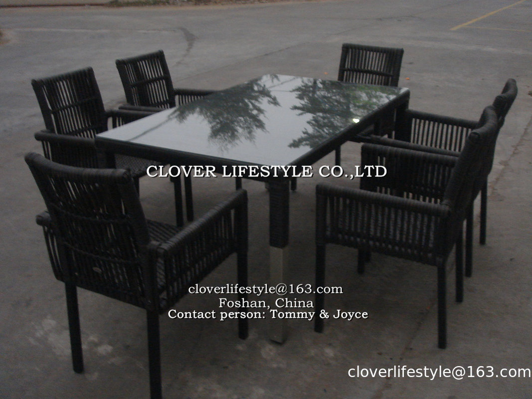 6 +1 rope weaving dining set with aluminum frame for Home. Hotel, Garden and Beach by Clover Lifestyle Outdoor Furniture