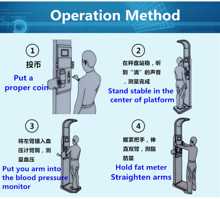 Blood pressure and Fat Coin-operated Ultrasonic Electronic Height and Weight Body Fat Scale balance DHM-15A
