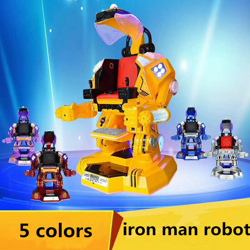 2019 Guangzhou factory 360 degree rotating iron man robot riding robot amusement park robot kiddie ride robot for sale