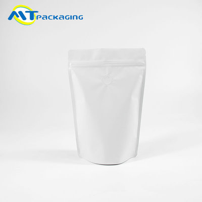 Matte White Coffee Packaging Bags Moisture - Proof Customized Logo Printing