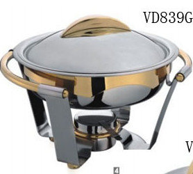 Gold Accented Round Soup Chafing Dish Buffet Set For Hotel / Restaurant supplier