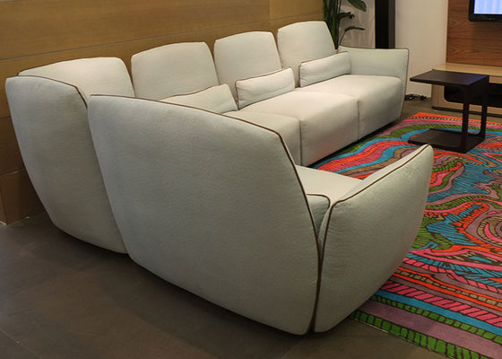 Elegant Wood Fabric Hotel Sofa Set High Back Couch / Chair For Lobby