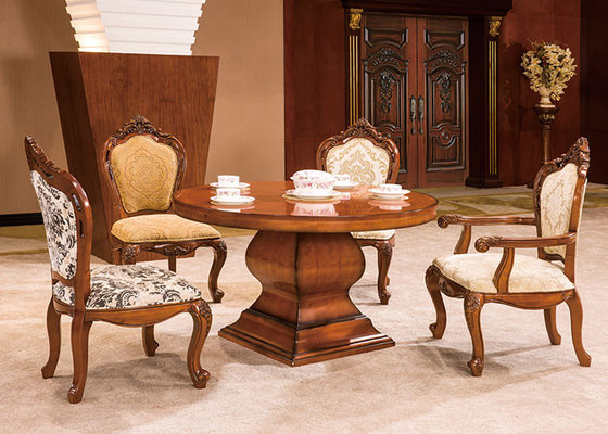 Wooden Luxury Dining Room Furniture With 6 Chairs , Mahogany table and chair set