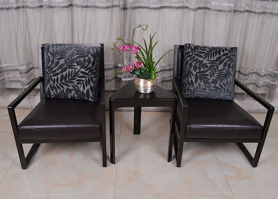 Leisure Purple Fabric Modern Lobby Furniture , Lobby Wooden Easy Chair