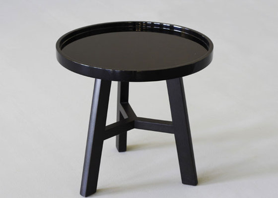 Black Round Modern Wood Coffee Tables , Oak Solid Wood Coffee Table