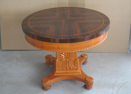 Hotel Lobby Modern Wood Coffee Table , Art Work End Round Dark Cherry Wood Coffee Table