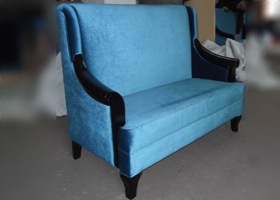 Blue Velvet Restaurant Booth Furniture , Fully Upholstered Half Moon Sofa Booth