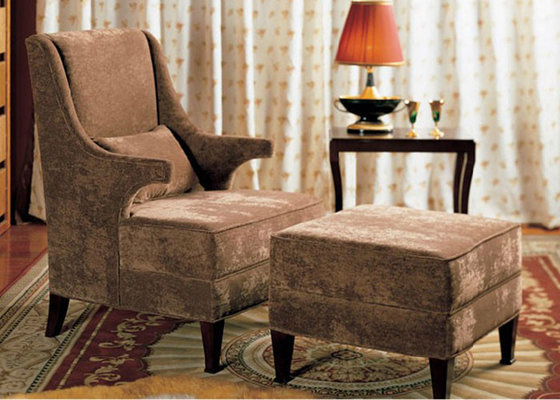 Transitional Arm Chair And Ottoman , Cream Tan Fabric Lounge Chair for Bedroom