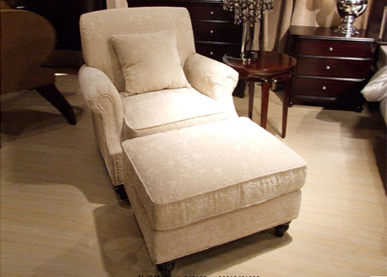 Transitional Arm Chair And Ottoman , Cream Tan Fabric Lounge Chair for Bedroom