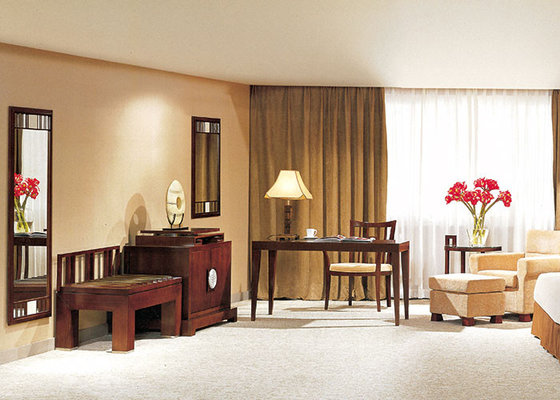 Hotel Style Bedroom Furniture Beige Leather Chair With Ottoman Sets
