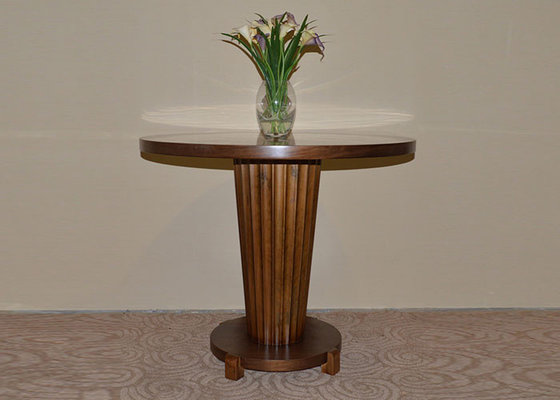 Solid Wood ø90 Round Modern Dining Room Tables with Walnut Veneer Finished