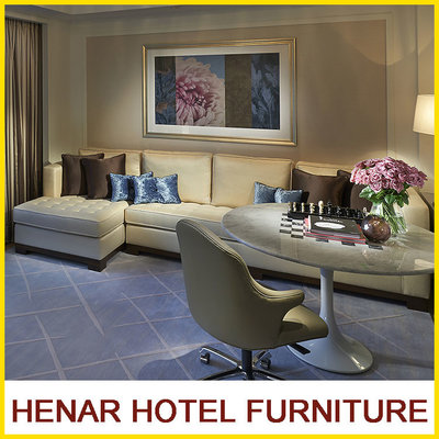 Modern Cream PU Leather Couch Corner Sofa Set / Leather Sectional Sofa