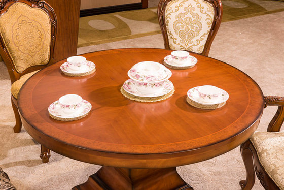 Wooden Luxury Dining Room Furniture With 6 Chairs , Mahogany table and chair set
