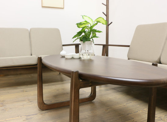 European Luxury Furniture Wooden Coffee Round Oval Tea Table for Living Room