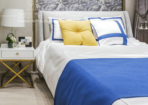 Plywood Top Hotel Bedroom Furniture / Stainless Steel Base Nightstand Golden Color