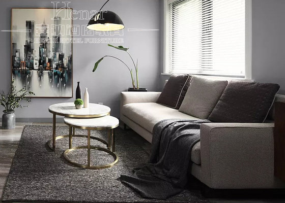 Golden Color Round Marble Coffee Table for Hotel Furniture Environment-friendly