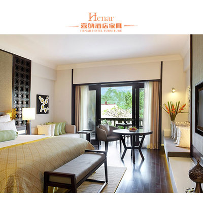 OEM Hotel Bedroom Furniture , Single King Size Bed with Side Table and Chair