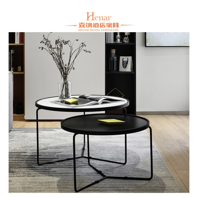 Custom Hotel Living Room Stainless Steel Coffee Table Black Color