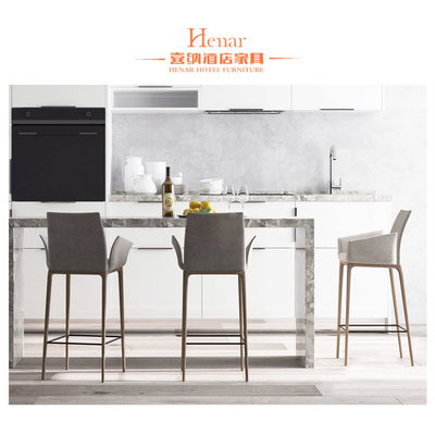 Fashionable Hotel Furniture High Stool Chair For Bar With Metal Foot Rest