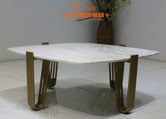 Creative Europe Luxury Living Room Furniture , Stainless Steel Gold Nordic Marble Coffee Table