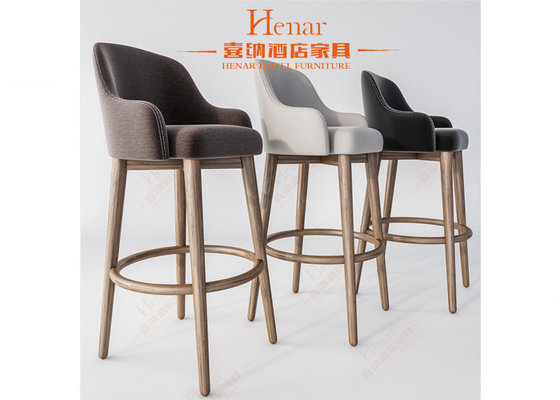 Beige & Grey Fabric Solo Wood Modern Bar Chairs For Night Club / Bar