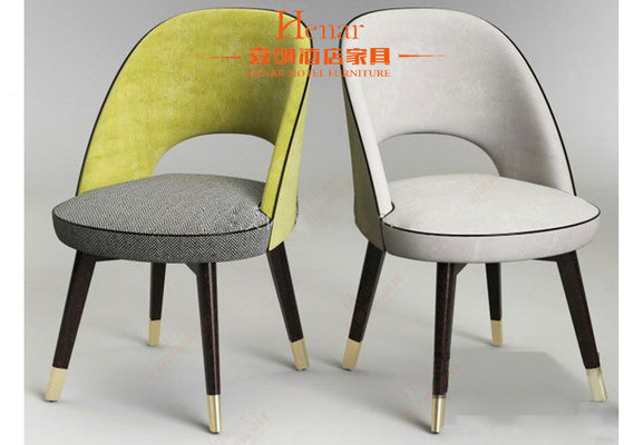 Leisure Padded Fabric Dining Chairs with Black Solid Wooden Legs