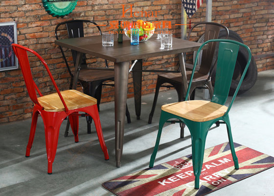 Industrial Vintage Simple Design Restaurant Metal / Wooden Seat Tolix Chair