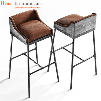 Metal Bar Stool With Fabric Upholstery / Modern Bar Chairs For Hotel Restaurant
