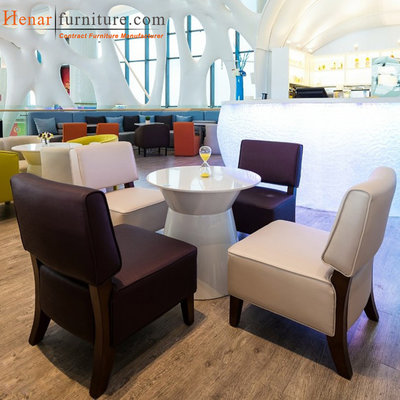 Comfortable Wooden Leg Modern Brown Fabric Dining Room Chairs for Restaurant